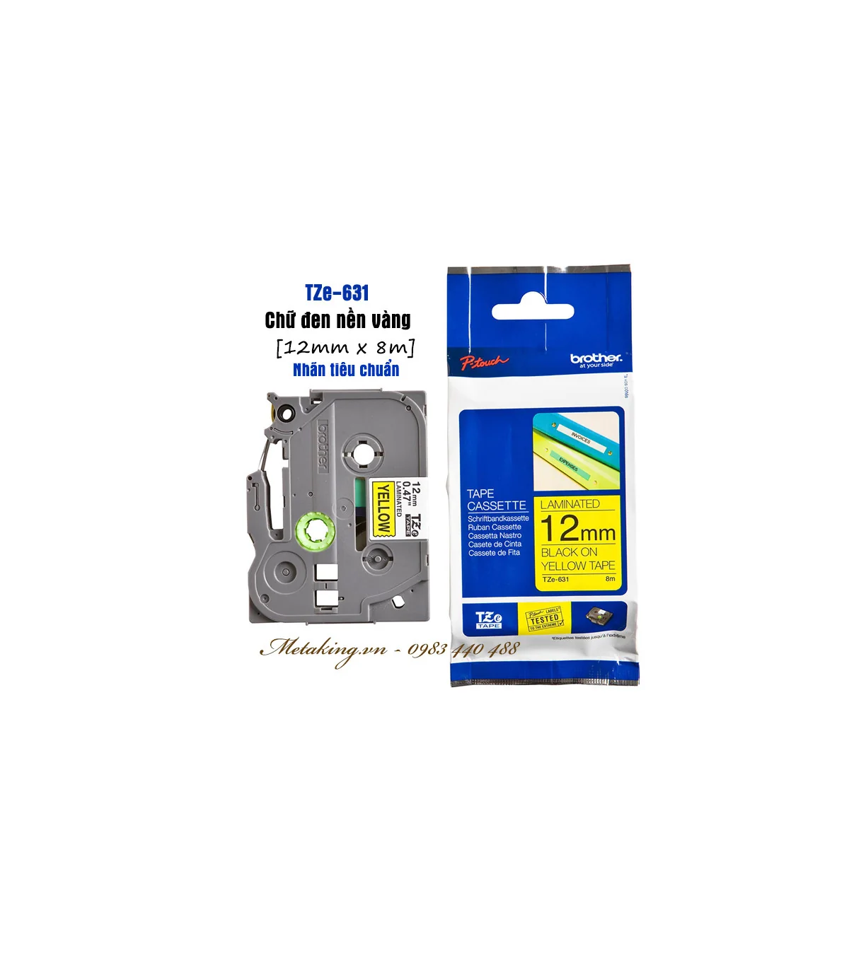 Brother TZe-631, Khổ 12mm, Dài 8m, Black On Yellow, Chống Thấm Nước | ⓿ ...